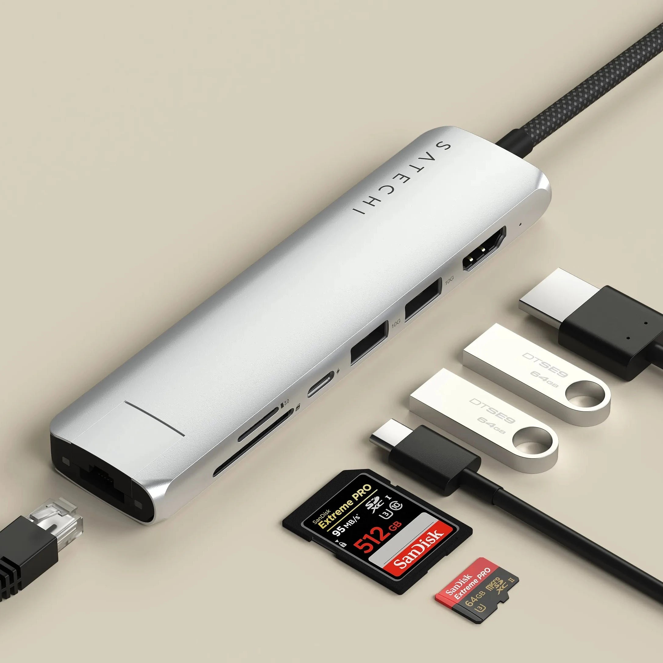 Satechi 7-in-1 USB-C Slim Multiport Adapter with Ethernet PD対応 スリムマルチポ ...